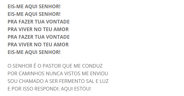 Eis Me Aqui Senhor Músicas Para Missa