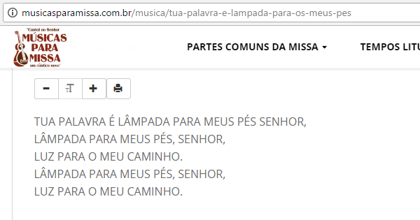 TUA PALAVRA É LÂMPADA PARA OS MEUS PÉS - Músicas para Missa TUA PALAVRA É LÂMPADA PARA OS MEUS PÉS - Músicas para Missa